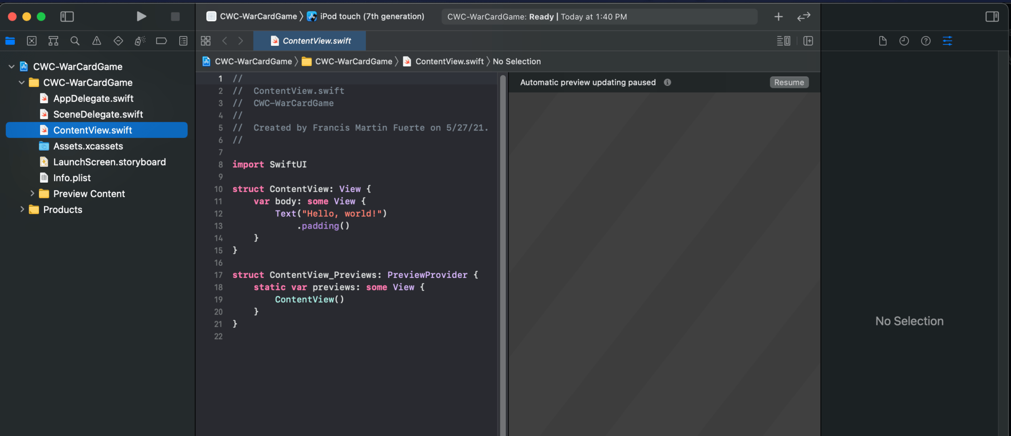 Your First SwiftUI App: The War Card Game : CodeWithChris